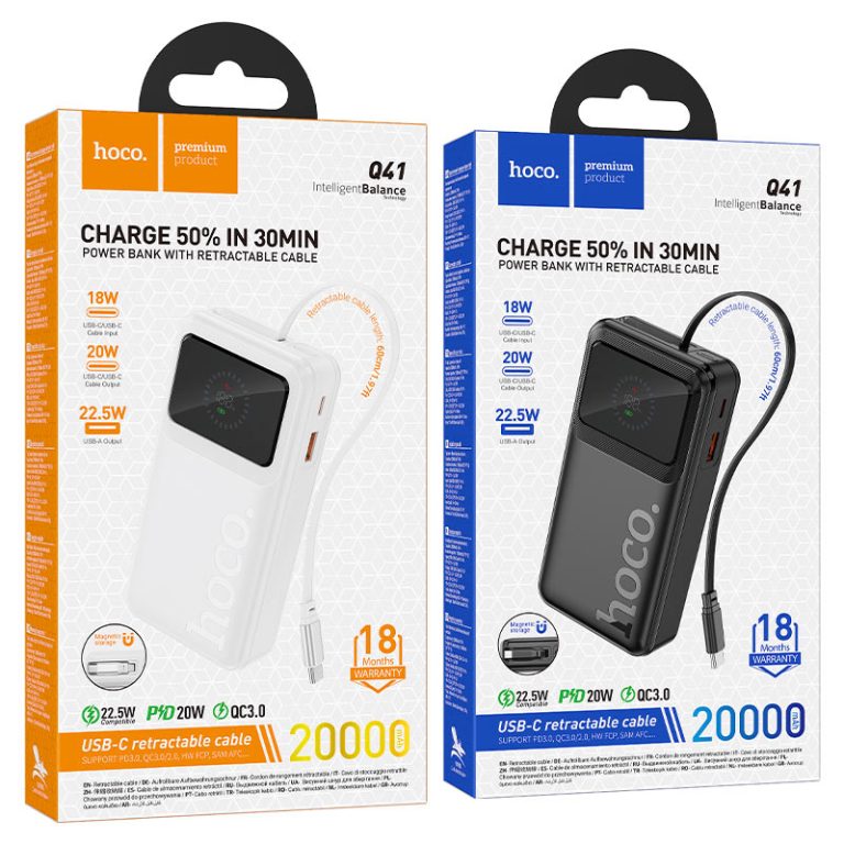 Hoco “Q41 Bright” Power bank 22.5W + PD20W 20000mAh – Wantech Electronics
